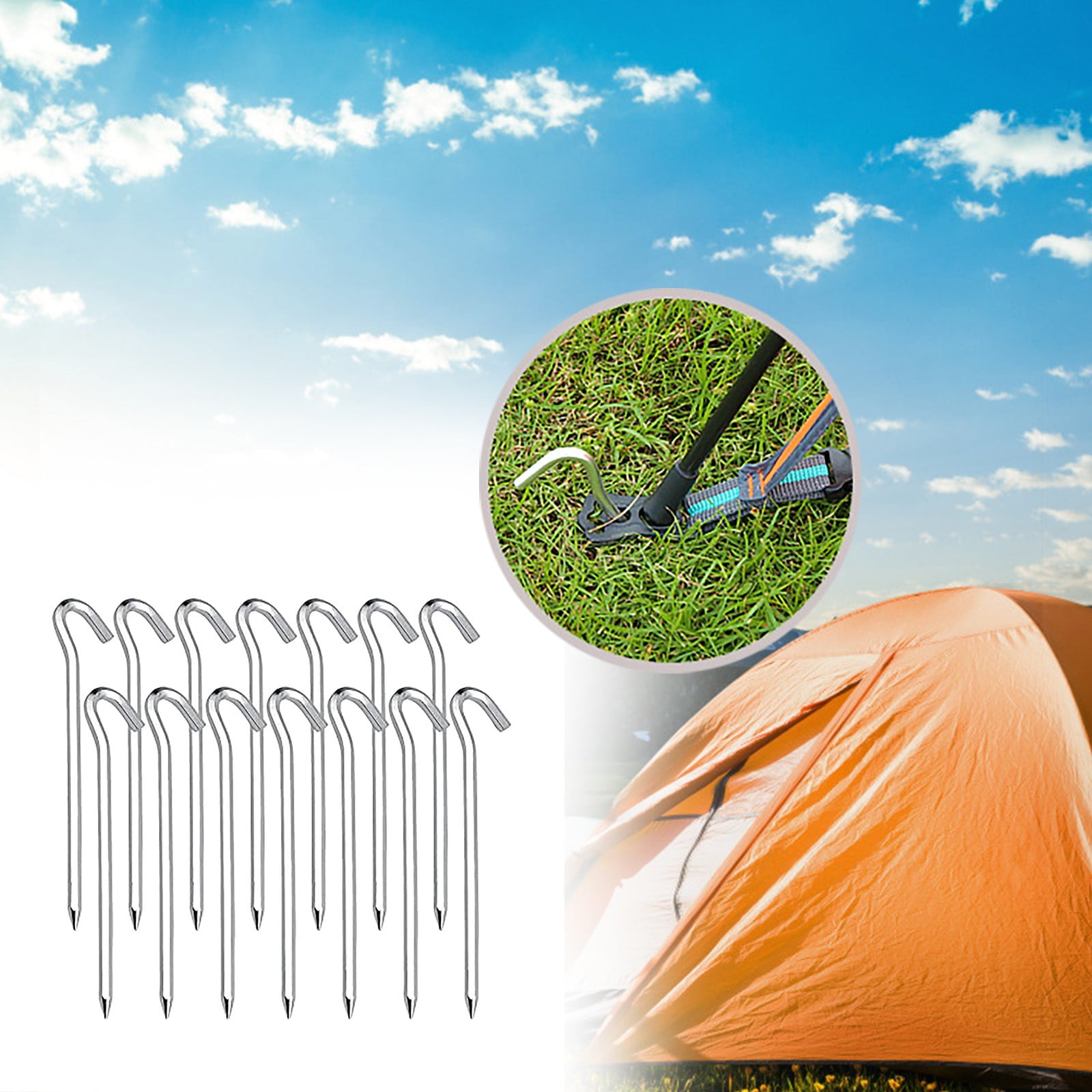 Miyuadkai Command Hooks Clearance Gardening Stake Tent Ground Steel 14 ...