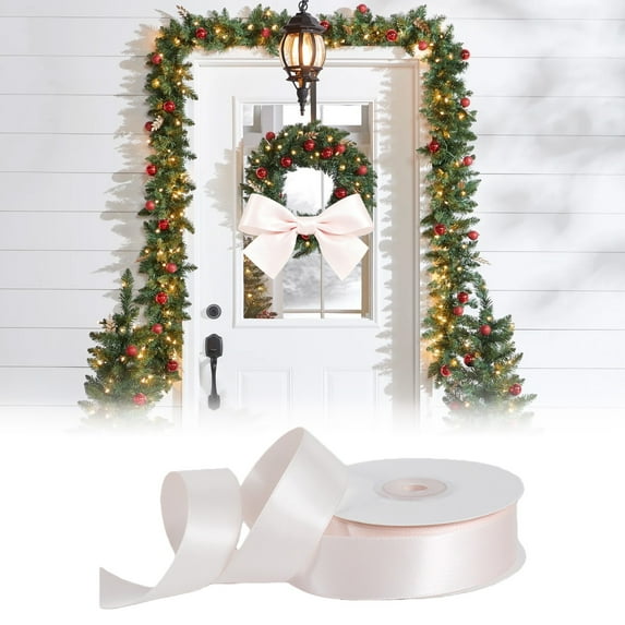 Miyuadkai Double-Sided Satin Ribbon, Light Pink, 18 Meters/Roll, Double ...