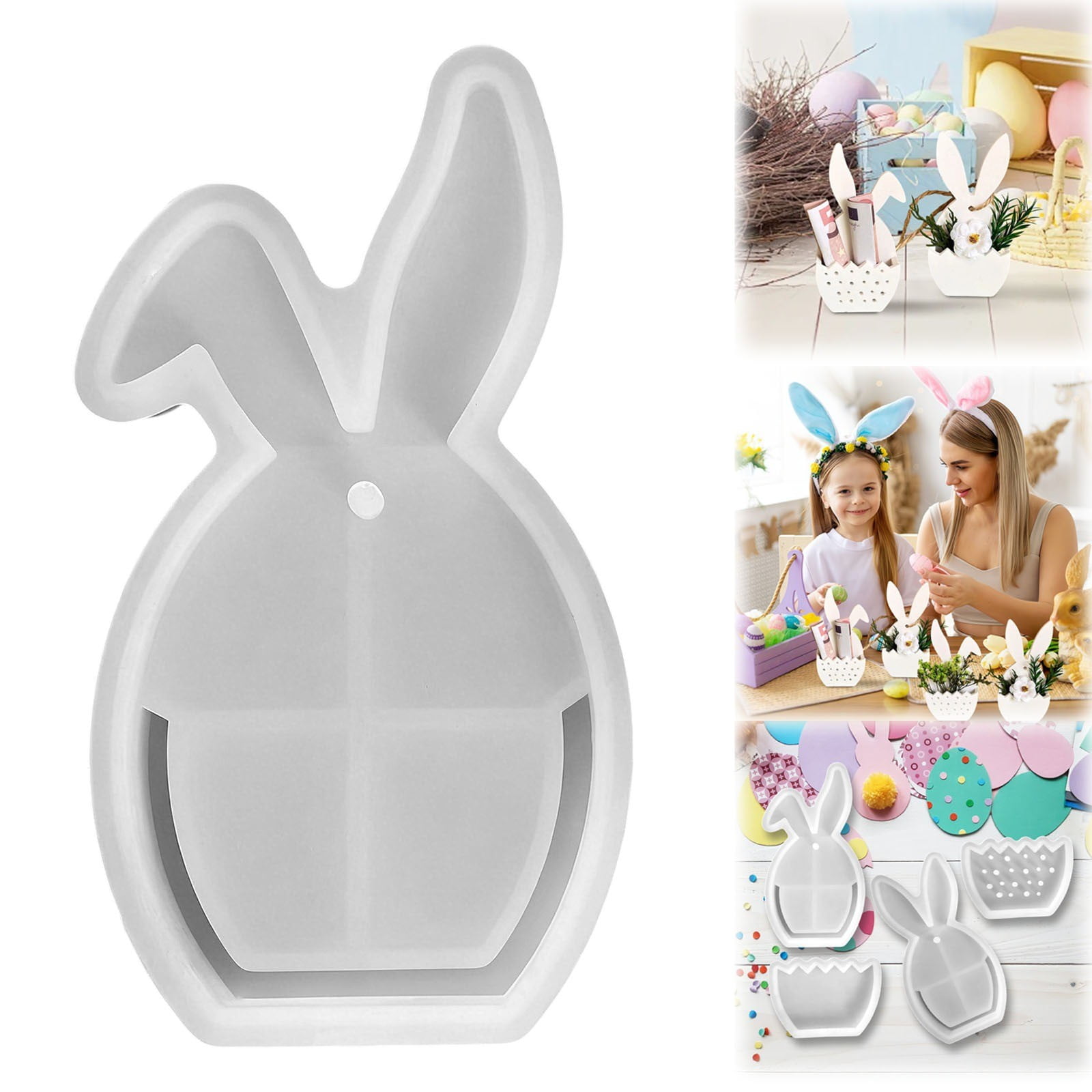 Miyuadkai European-Style Silicone Bunny Tag Mold With Crooked Ears Base ...