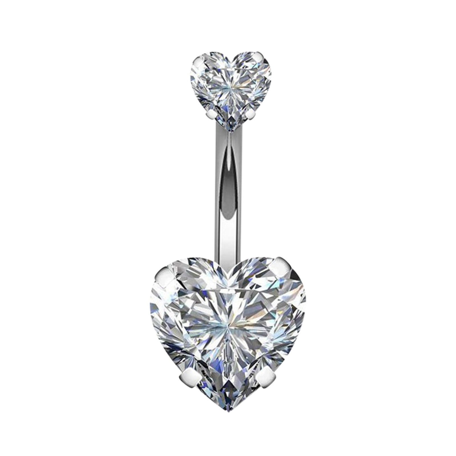Miyuadkai Navel Stainless Steel Double Rhinestone Navel Belly Button ...