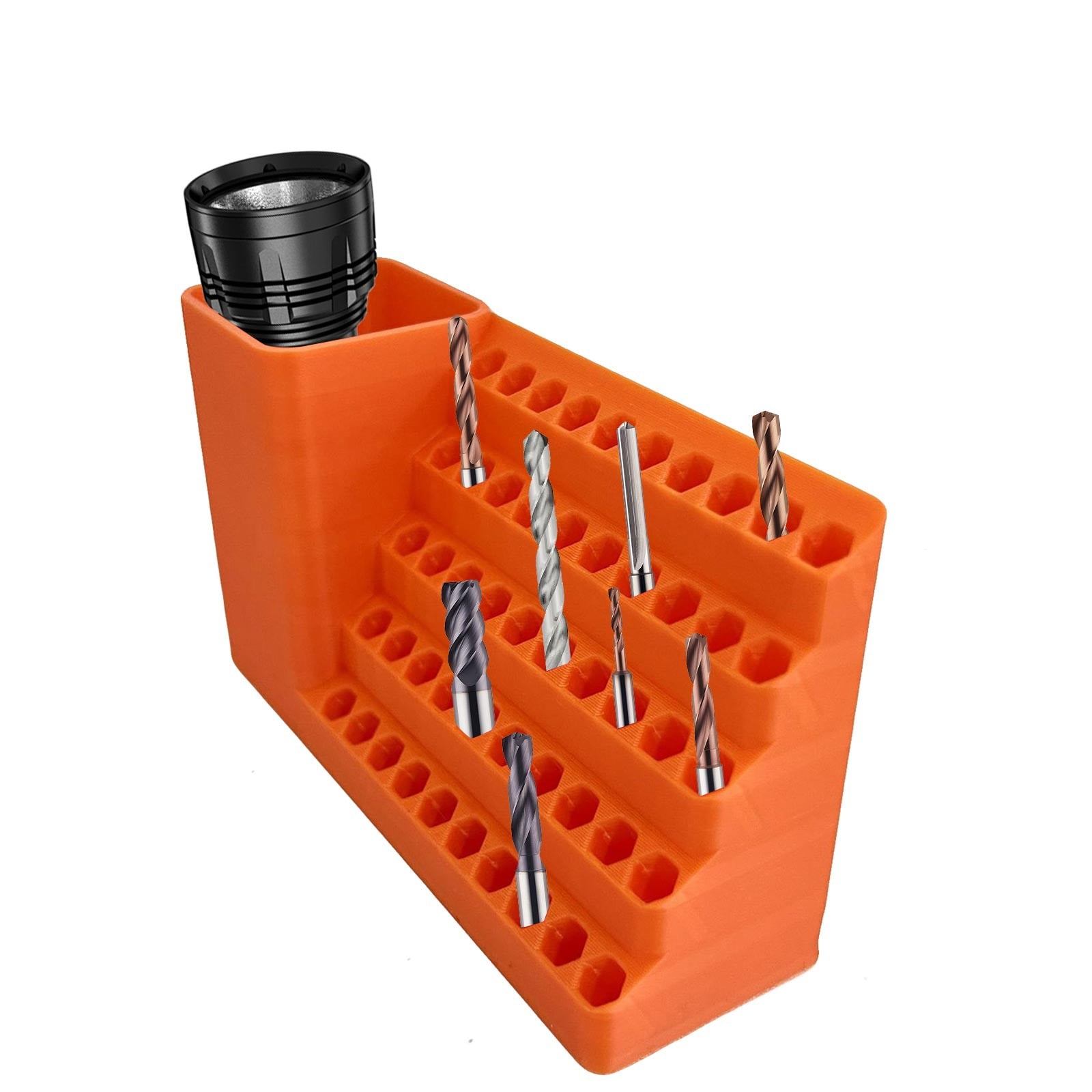 Miyuadkai Rack, "Orange CNC Drill Bit Organizer With Cup Holder 4 Size ...