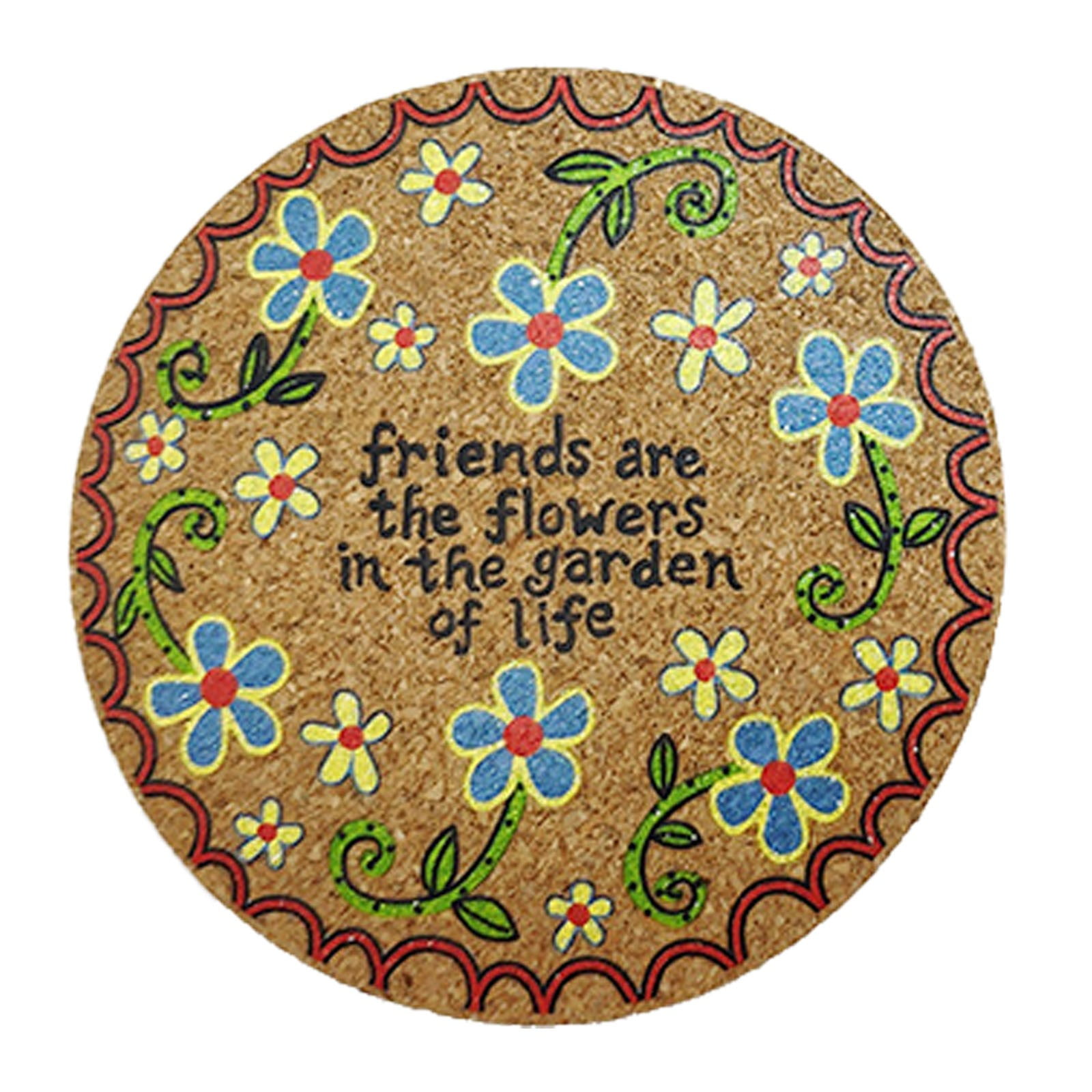 Miyuadkai Red Flower Cork Coaster Drink Set D, Rustic Farmhouse Cork ...