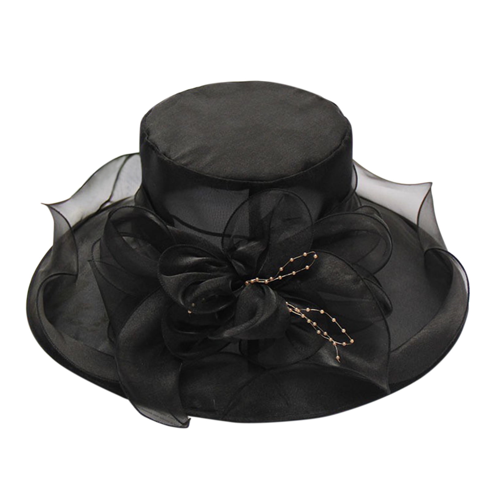 Miyuadkai Sun Hats Womens Summer Dress Hat Wide Leaf Flower Bridal ...