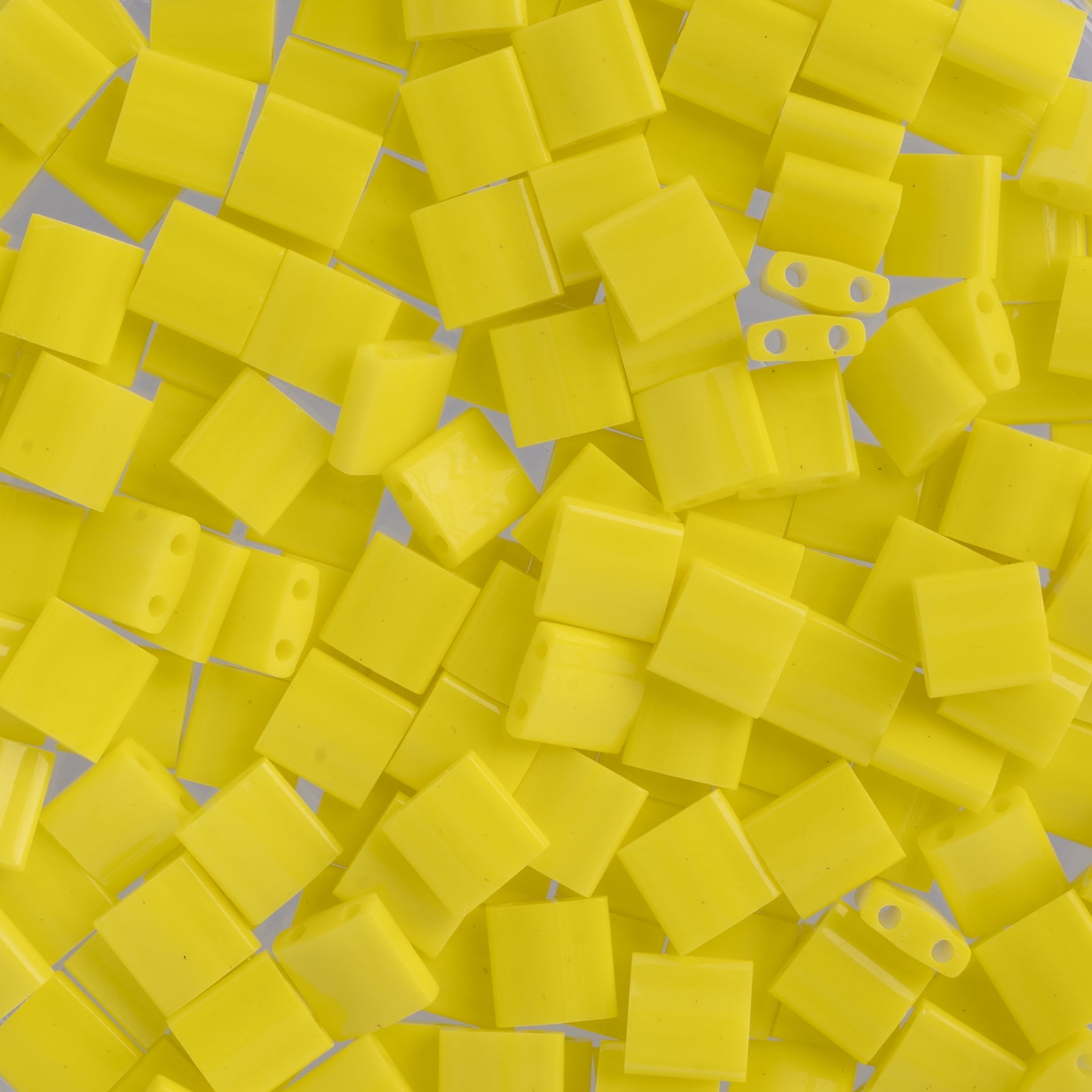 Miyuki 5x5mm TL-404 Lemon Yellow Opaque Tila Glass Square Beads 50 ...