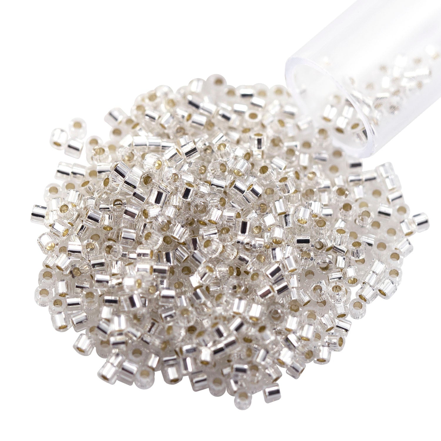 Miyuki Delica Seed Bead Hex Cut 11/0 Silver Lined Crystal - Walmart.com