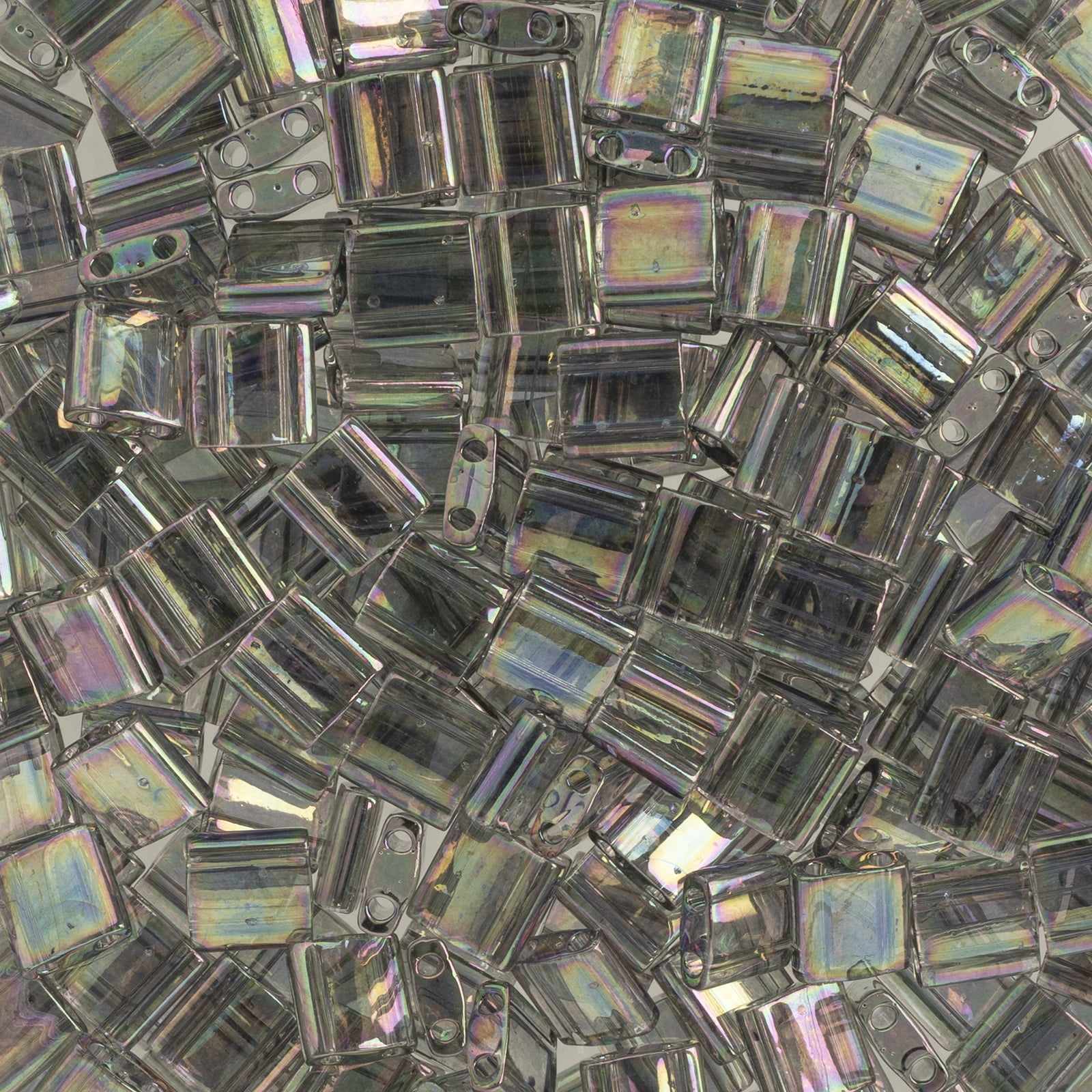 Miyuki TILA 5mm 2-Hole Square Glass Beads TL-2440 Transparent Dark Gray ...