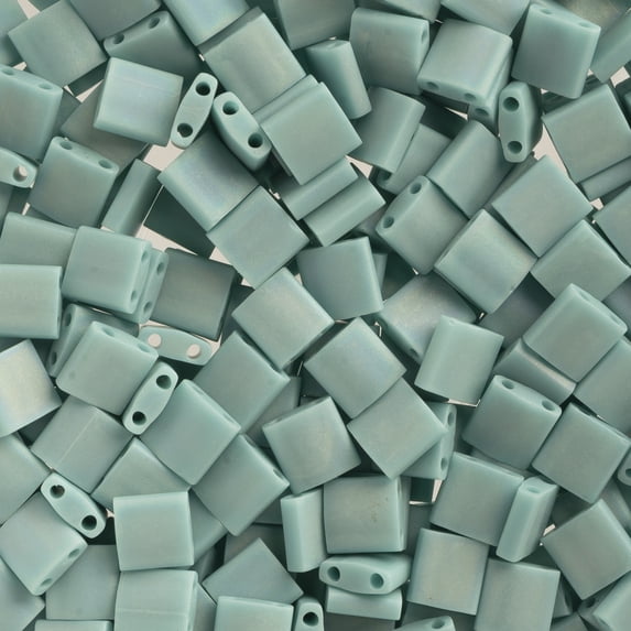 Miyuki TILA 5mm 2-Hole Square Glass Beads TL-412FR Opaque Turquoise AB ...