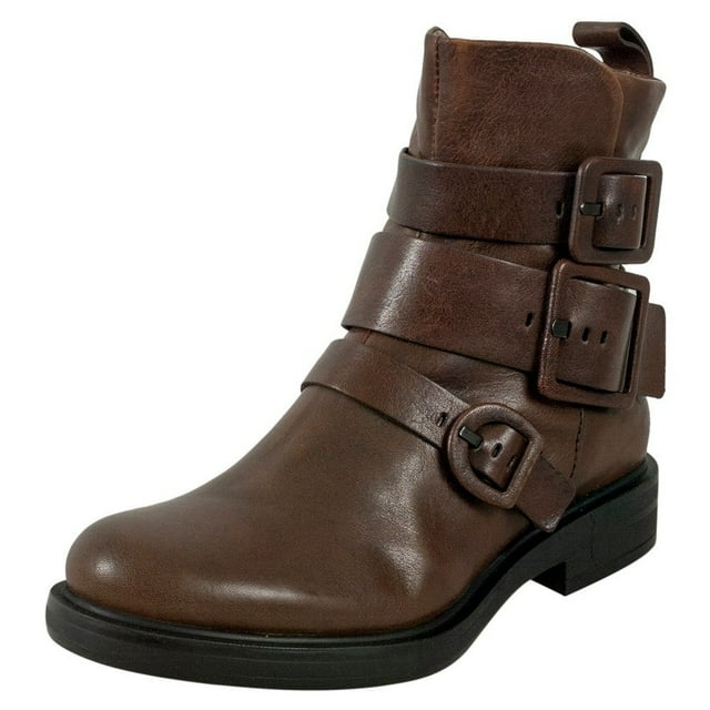 Miz Mooz Casper Women's Ankle Boot Rounded Toe Buckle Brown Leather ...