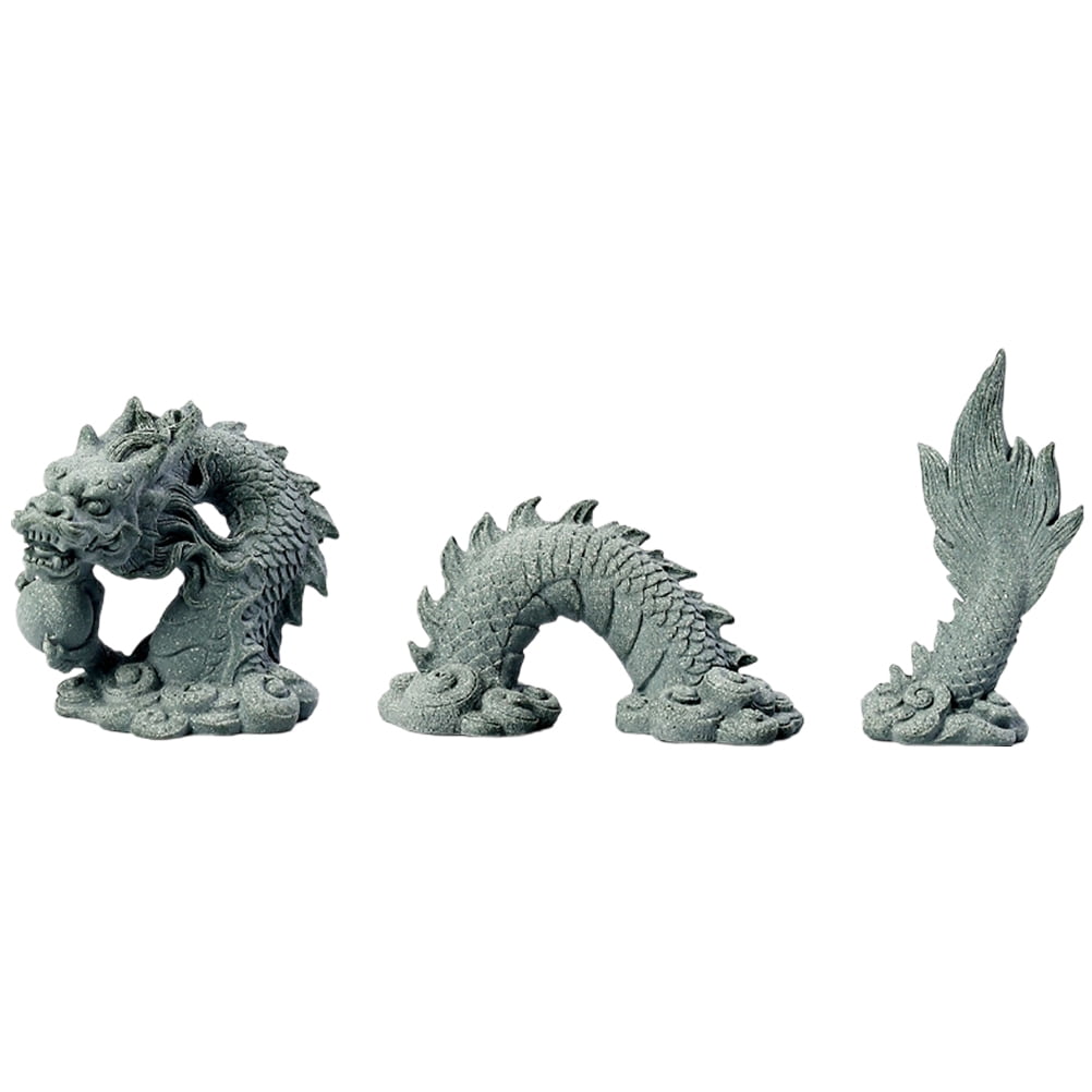 OUNONA Grey Resin Dragon Statue for Micro Landscape and Bonsai ...