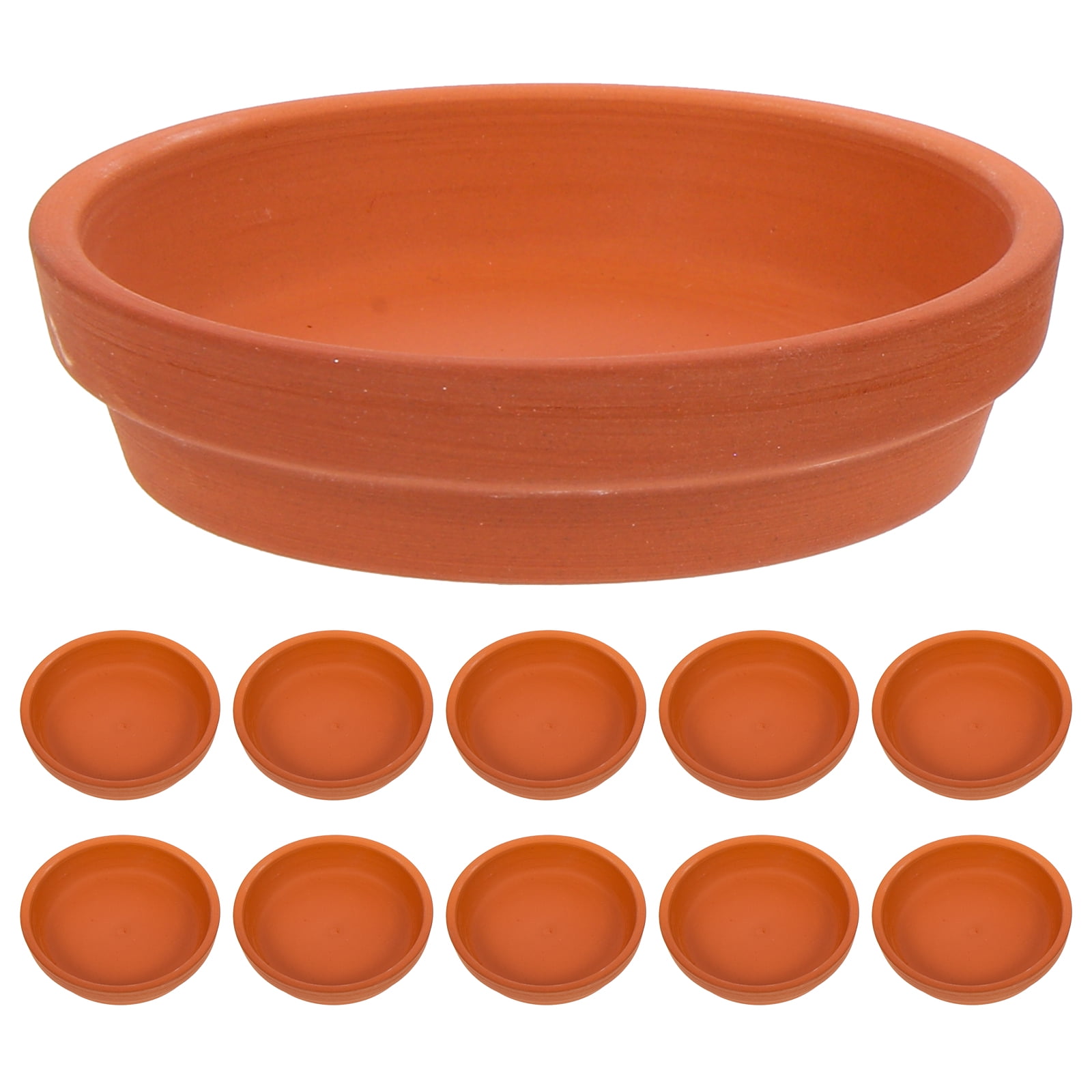 Mizh 10pcs Small Balcony Flower Pots Red Pottery Trays Round Succulent ...