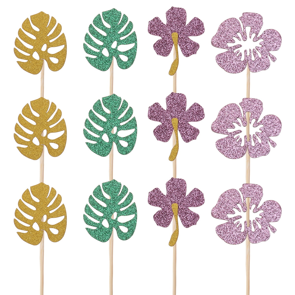 Mizh 12pcs Cake Inserted Decoration Plugin Banana Leaf Plug-in Flower ...