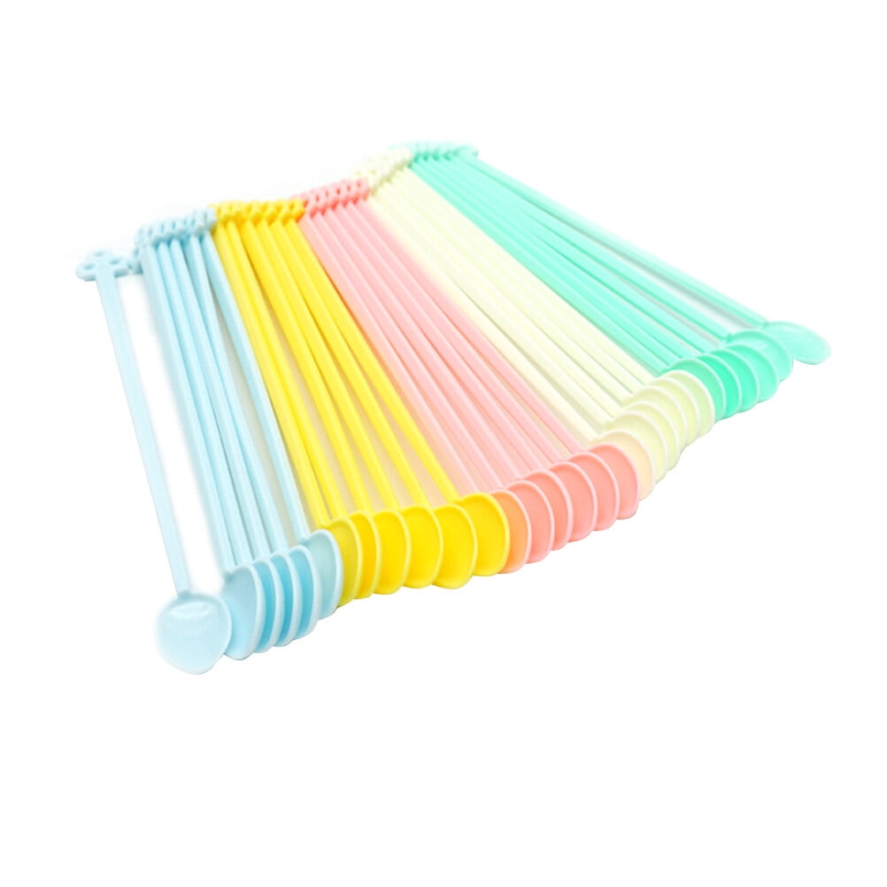 Mizh 30pcs Candy Color Stirring Spoon Mini Plastic Coffee Jam Sauce ...