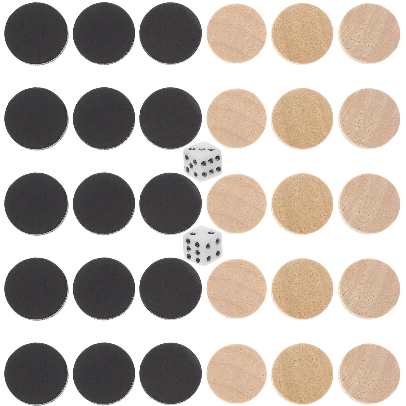 Mizh 30pcs Wood Backgammon Piece Checkers Chess Pieces Board Game ...