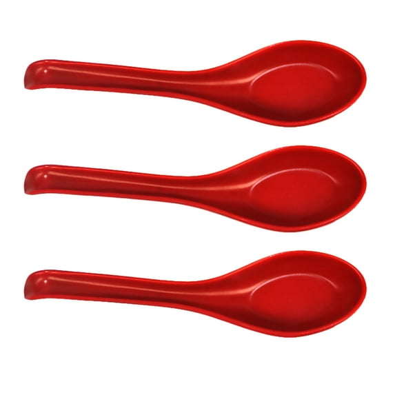 Mizh 3pcs Plastic Reusable Dinner Spoons Asian Red and Black Chinese ...