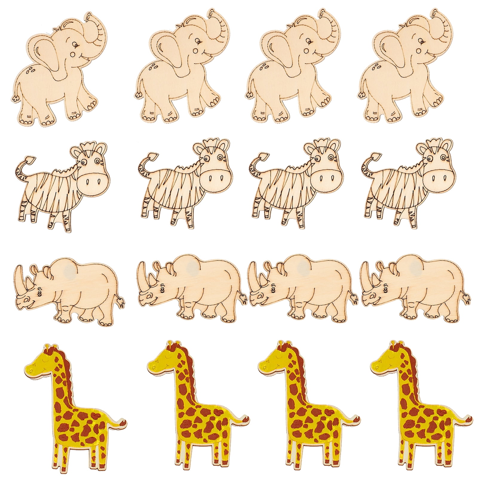 BALAHAPY Animal Shape Wood Cutouts Natural Wood Color Indoor ...