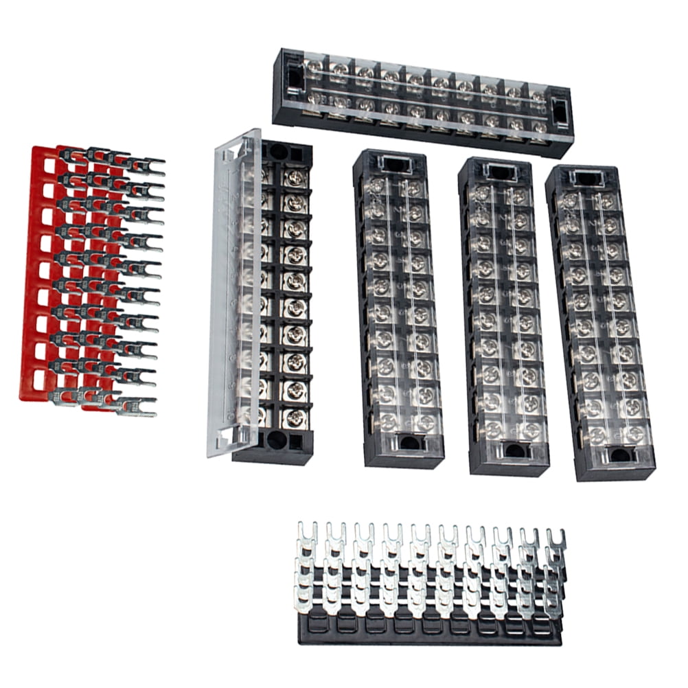 Mizh 5 Sets 10P Dual Row Screw Terminal Strip Blocks 25A 10 Positions ...