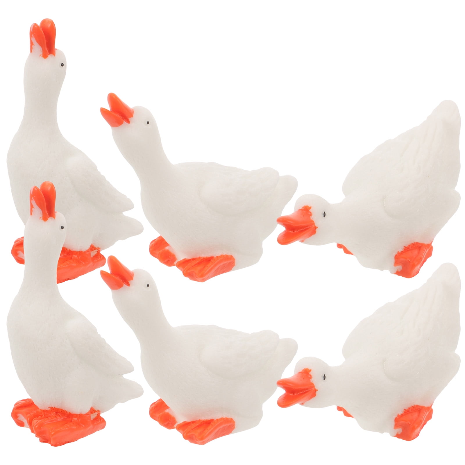 Mizh 6pcs Goose Statue Resin Goose Sculptures Miniature Goose Resin ...