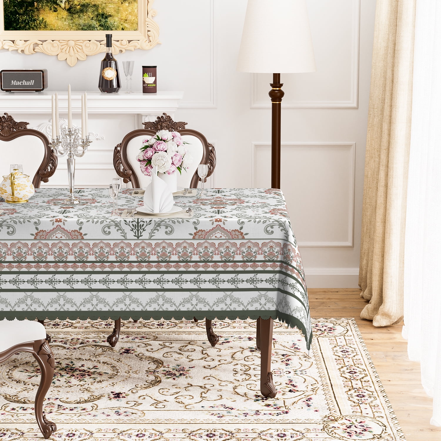 Mizhona Boho Bohemia Tablecloth Rectangle,Vintage Green Table Cloth for ...