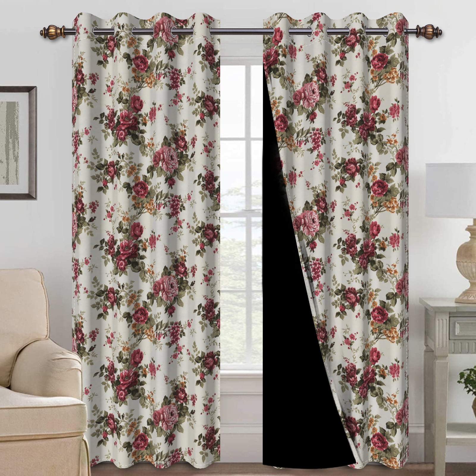 Mizhona Gray Blackout Curtains for Living Room Rustic Window Curtains ...