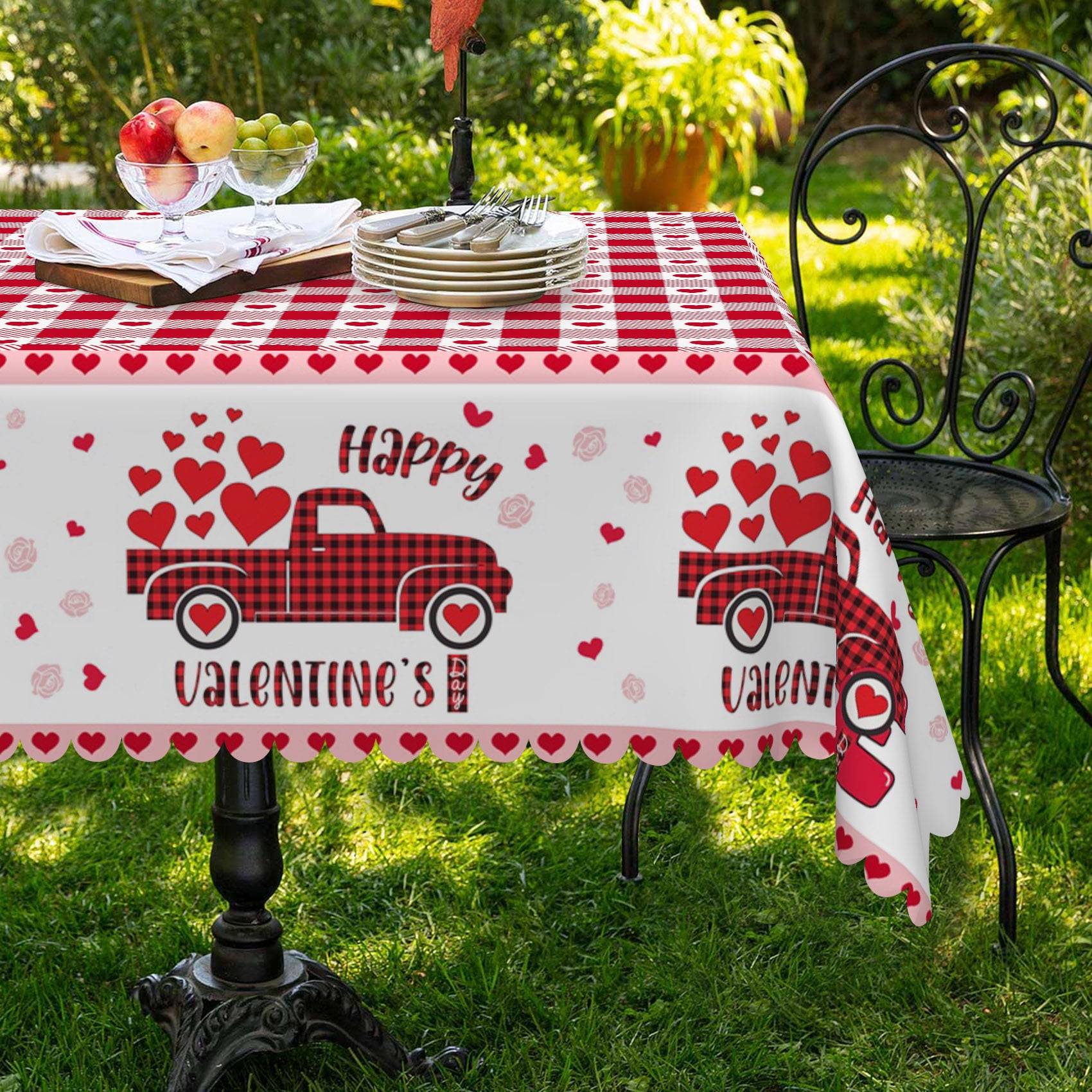 Mizhona Happy Valentine's Day Tablecloths for Rectangle Tables Red and ...