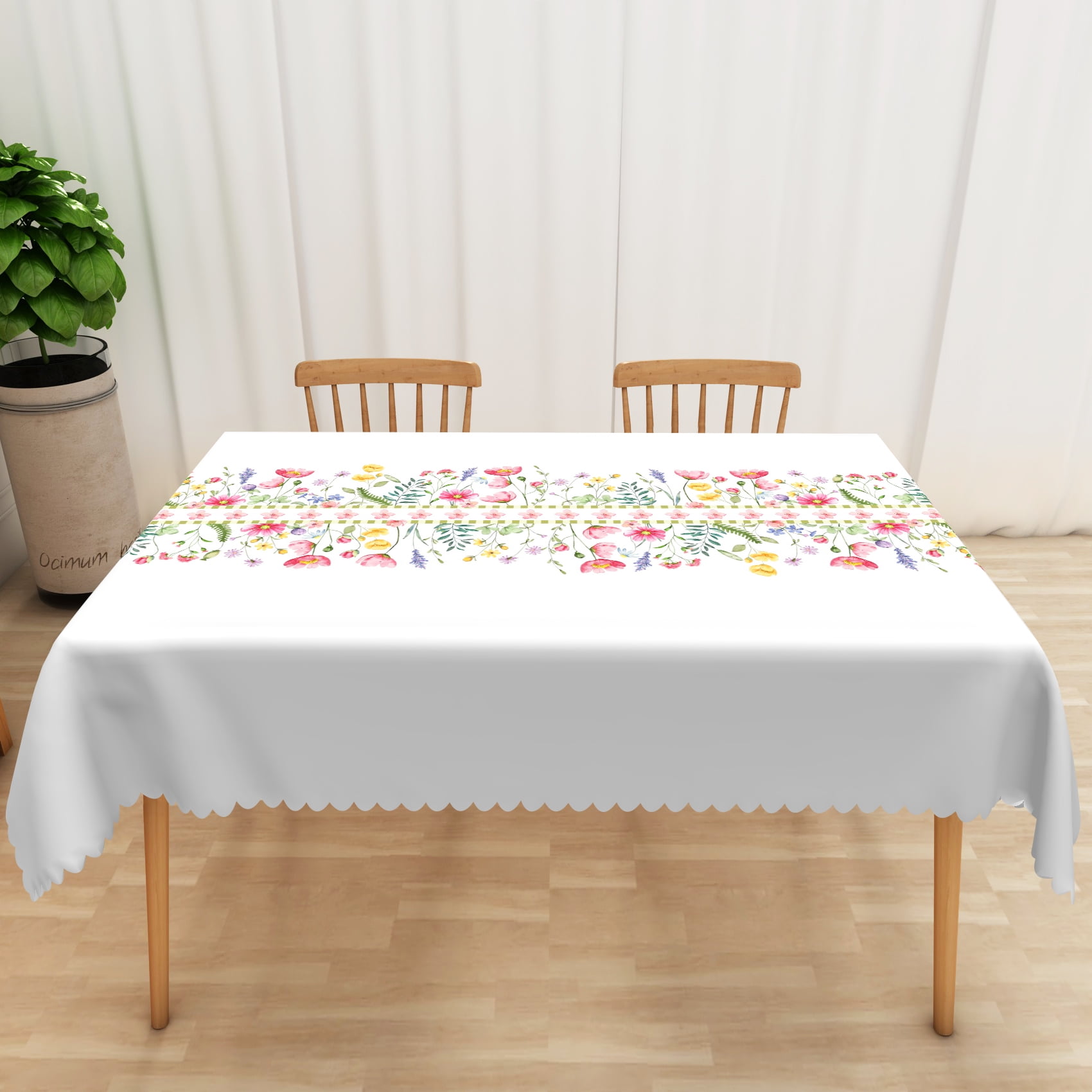 Mizhona Floral Rectangle Tablecloth for Table Colorful Plants Table ...