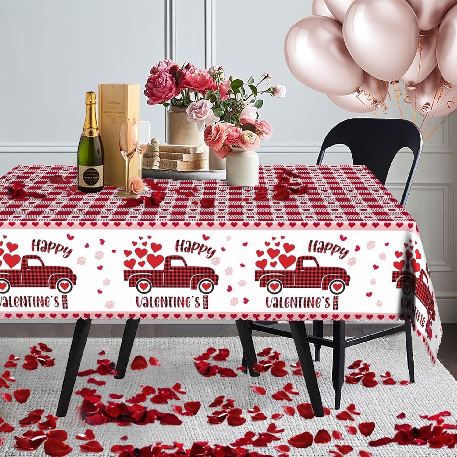 Mizhona Valentine Tablecloth Rectangle Valentines Day Table Cloth for ...