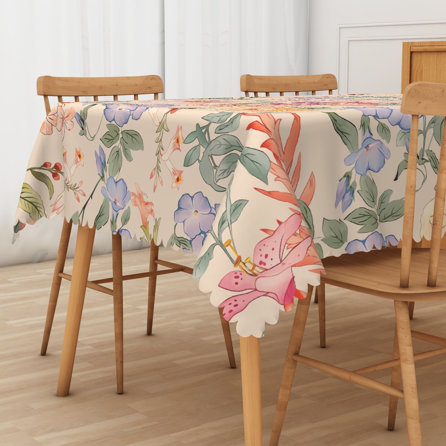 Mizhona Vintage Colorful Floral Rectangle Tablecloth for Table Pink and ...