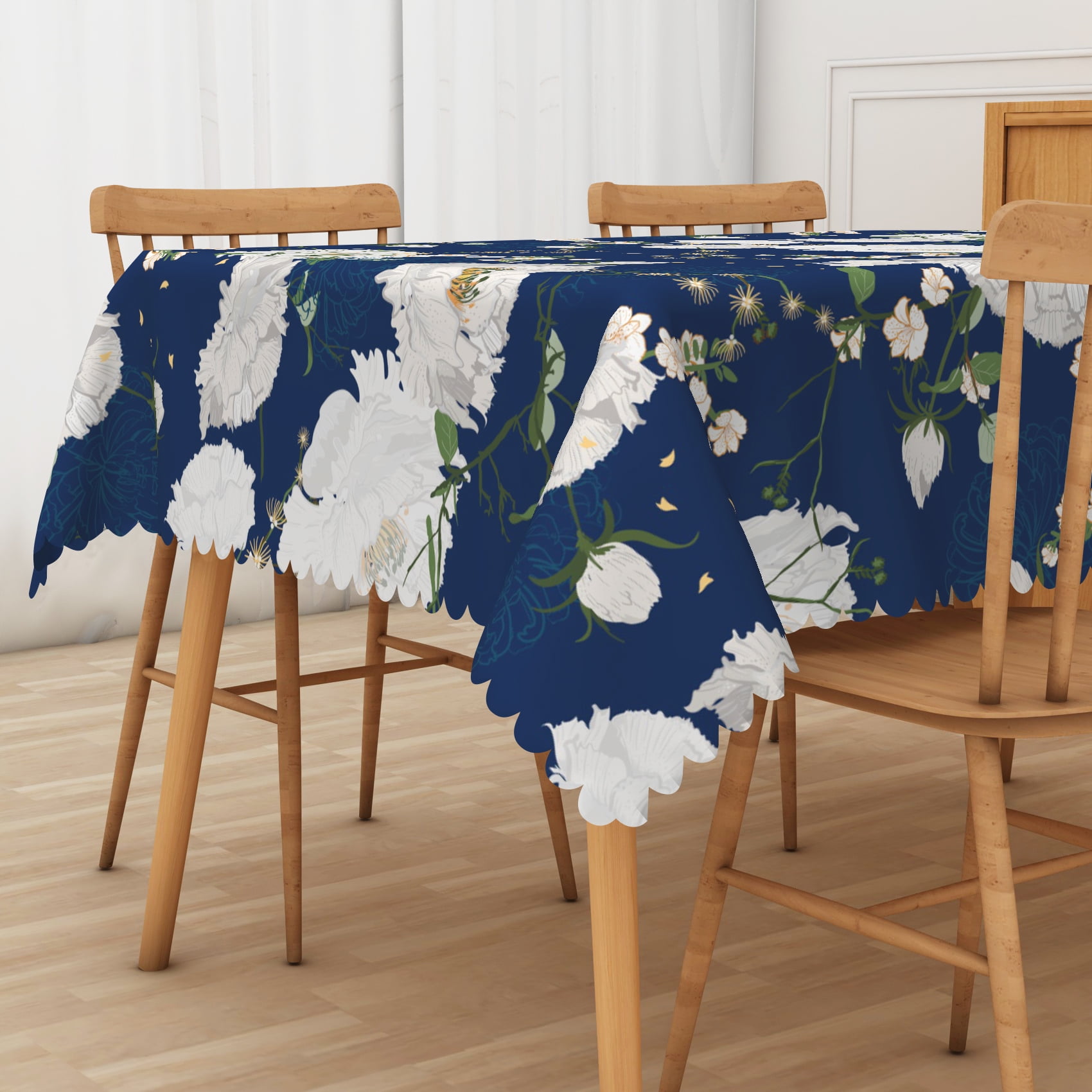 Mizhona Vintage White Floral Rectangle Tablecloth for Table Rustic ...