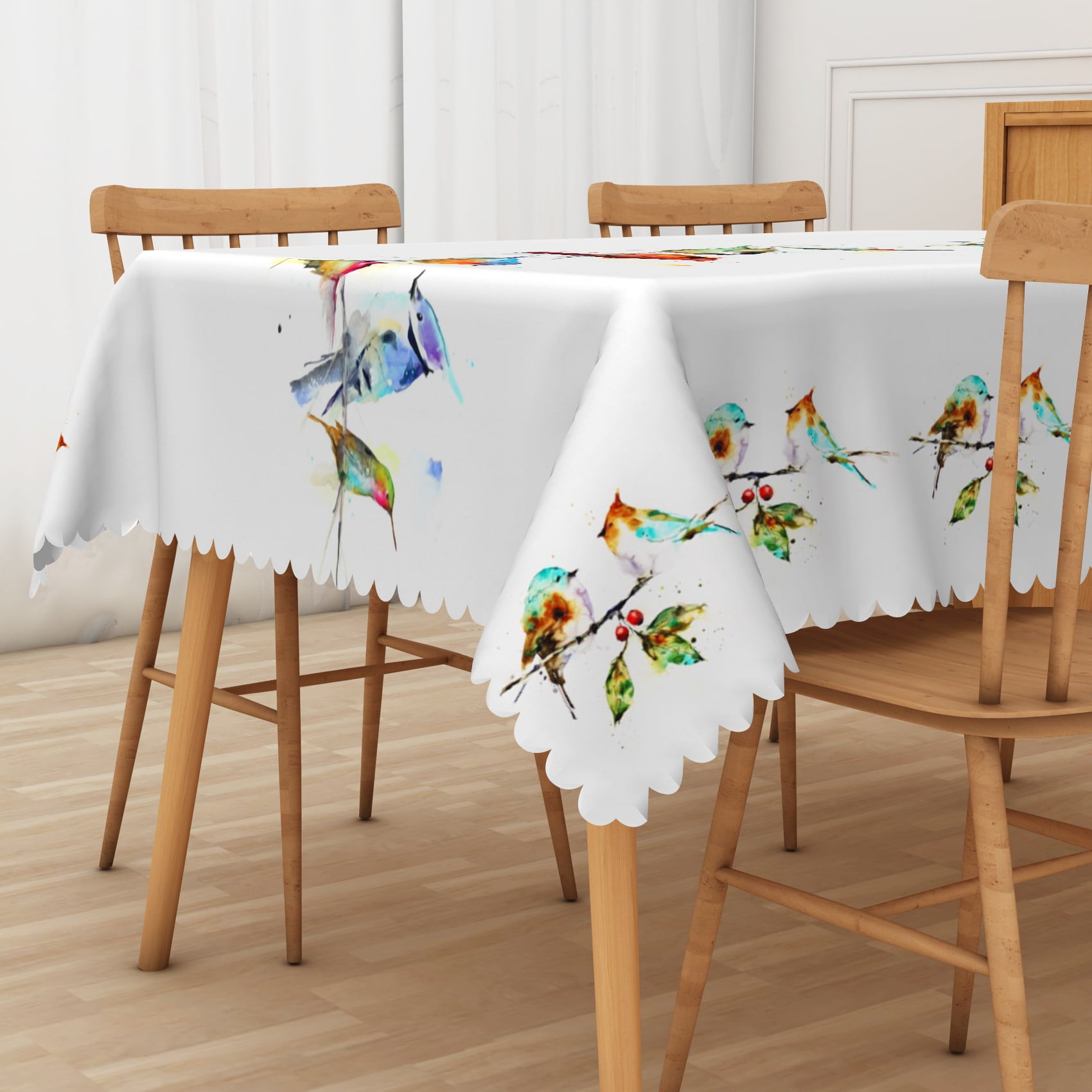 Mizhona Watercolor Hummingbird Rectangle Tablecloth for Table Cute ...