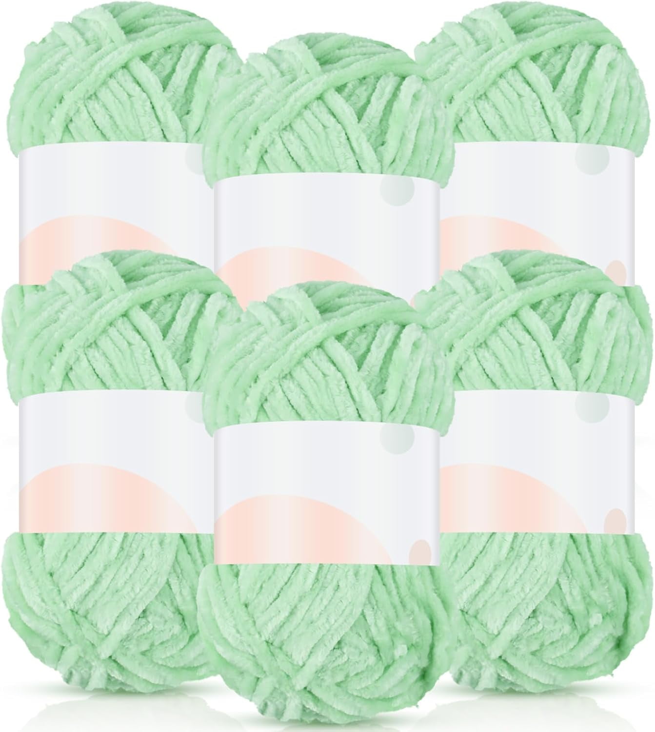 Mizimin 6 Rolls 1182 Yards Velvet Chenille Yarn Polyester Blanket Yarn ...