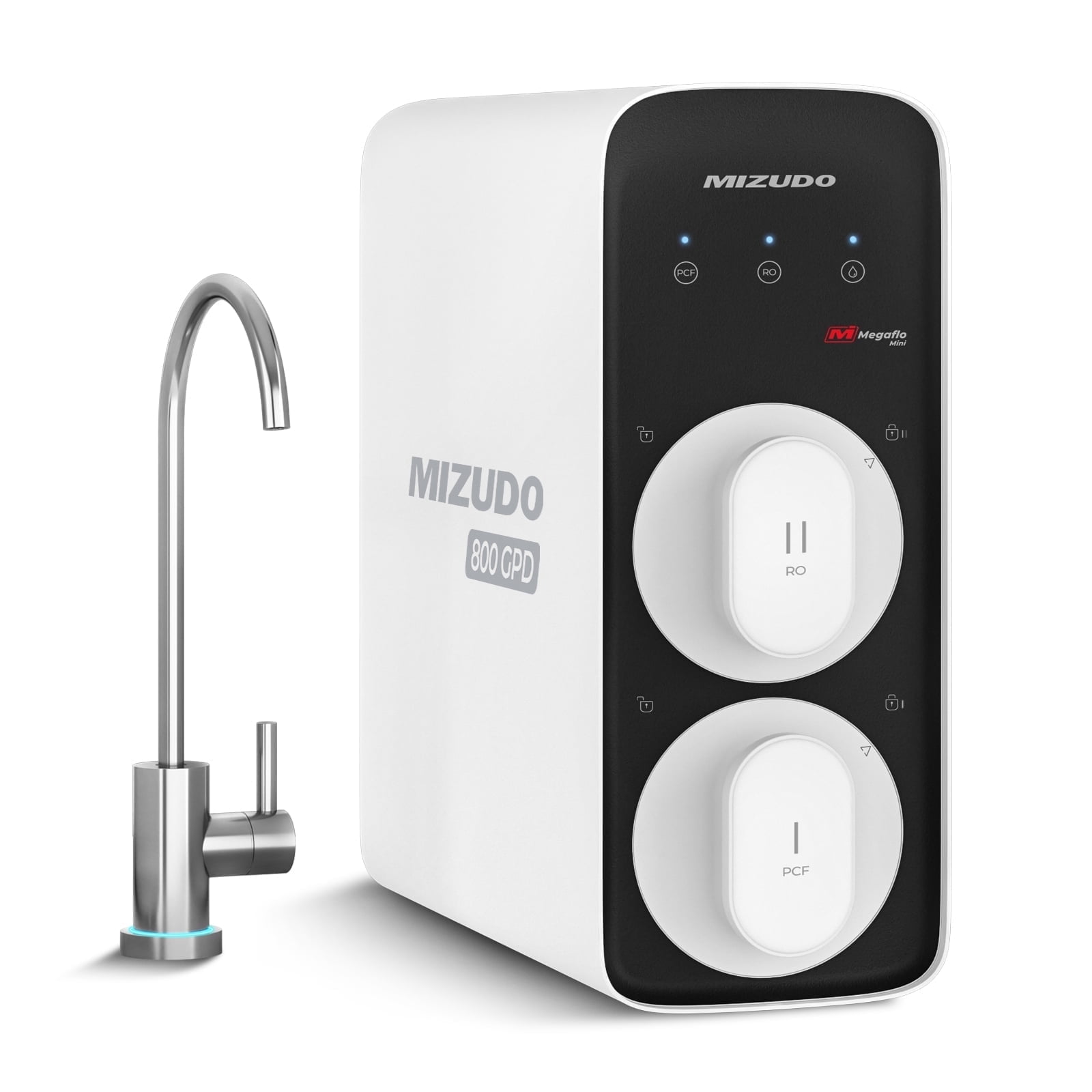 Mizudo Megaflo Mini 8-Stage Tankless Reverse Osmosis Filtration System, 800 GPD Under Sink RO ...