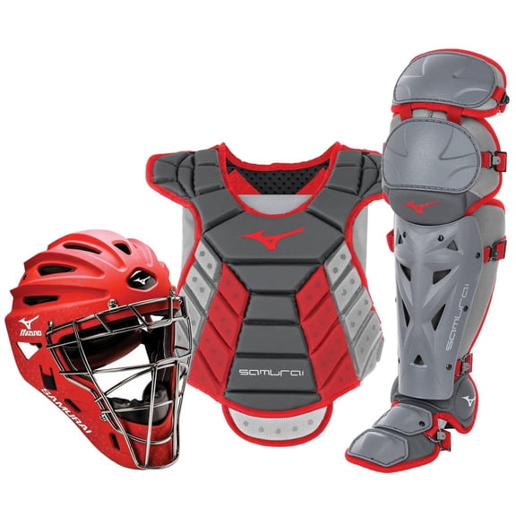 Mizuno Samurai Youth Baseball Catcher's Gear Set, 14 Inch, Black-Yellow ...