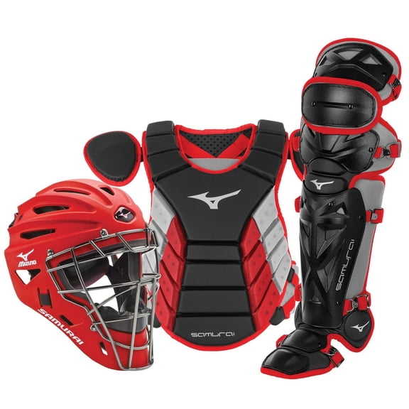 Mizuno Samurai Youth Baseball Catcher's Gear Set, 14 Inch, Black-Yellow ...