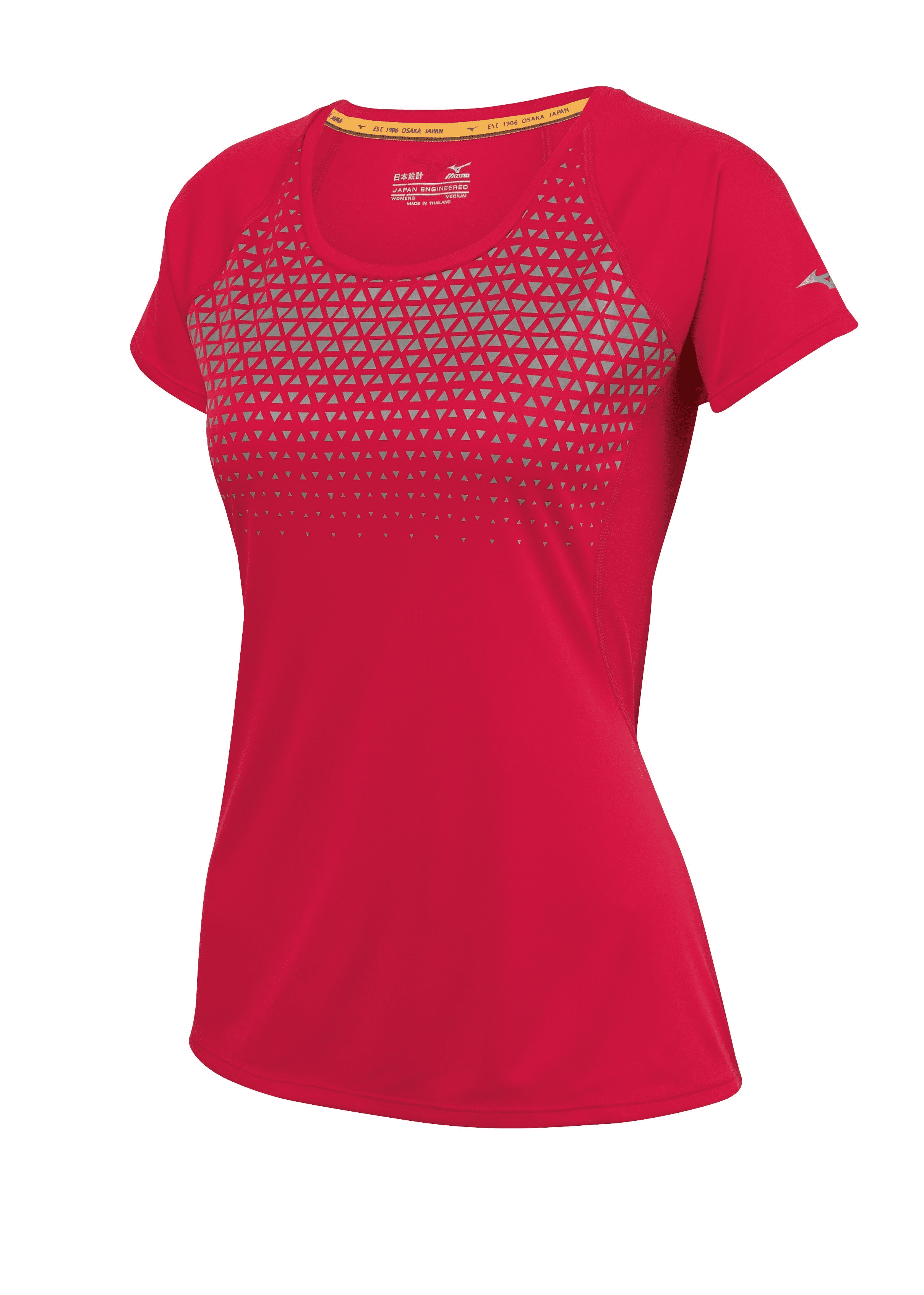 Mizuno Women's Phoenix Running Tee, Size Large, Chinese Red-Light Grey ...