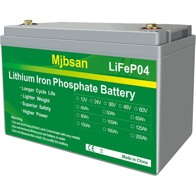 Mjbsan LiFePO4 12V 100AH Battery with Large Lithium Cell and Deep Cycle ...