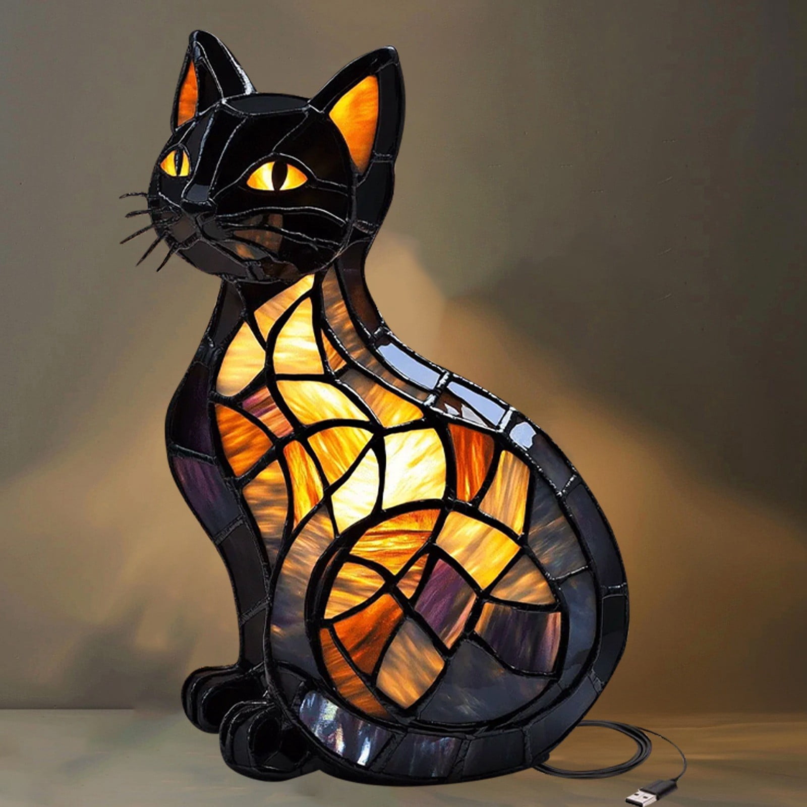 Mjers 2025 New Cat Lamp, Stained Glass Cat Lamp, Bigfoot Lamp, Retro ...