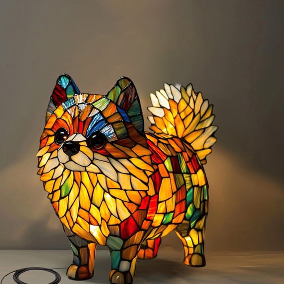 Mjers 2025 New Dog Lamp, Stained Glass Dog Lamp, Bigfoot Lamp, Retro ...