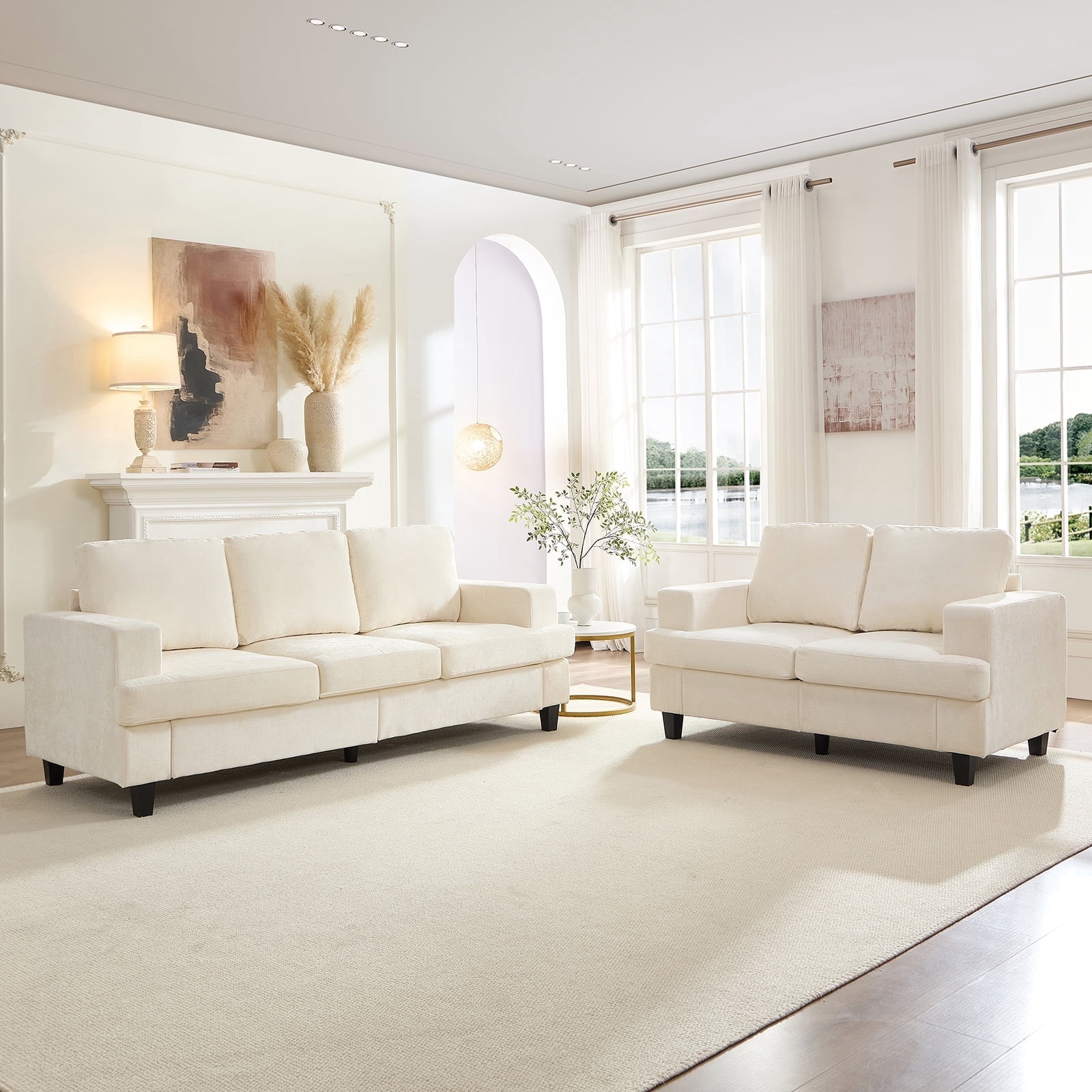 Mjkone 2-Piece Living Room Furniture Sets, Chenille Couch and Loveseat ...