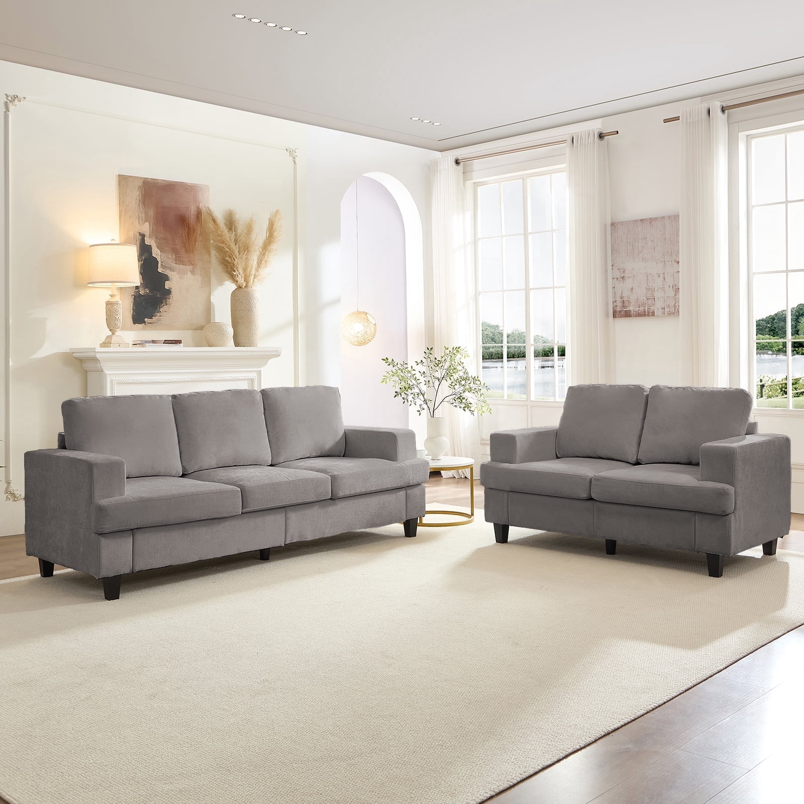 Mjkone 2-Piece Living Room Furniture Sets, Chenille Couch and Loveseat ...