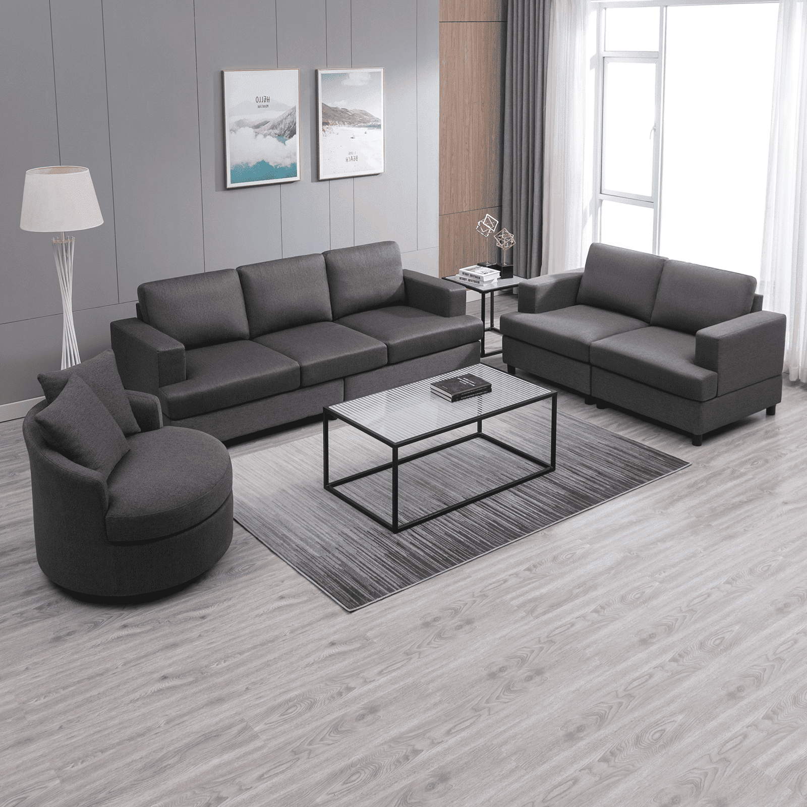 Mjkone 3 Pieces Sectional Sofa Couch Set,Living Room Cloud Sofa ...