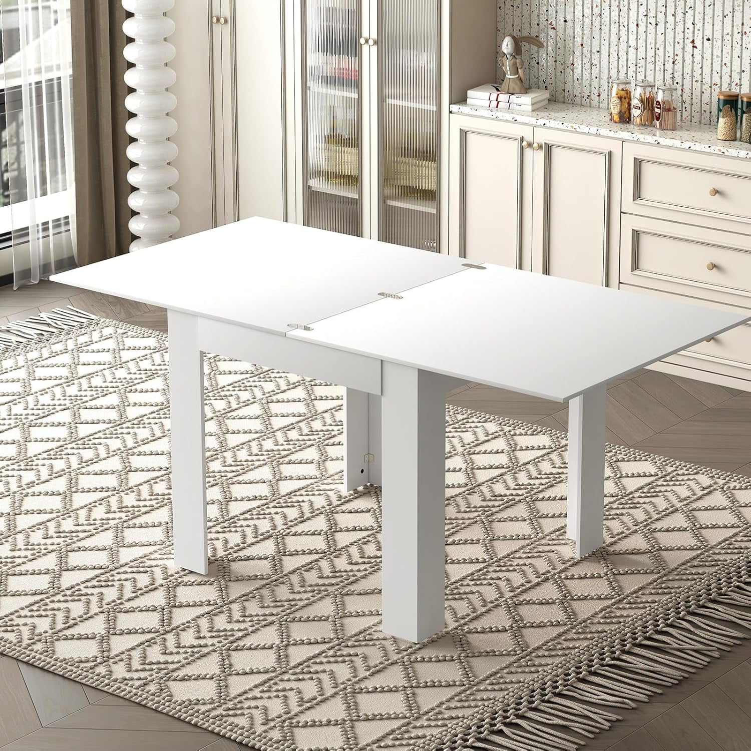 Mjkone 35" - 71" Extendable Dining Room Table for 4-6 People, Foldable ...