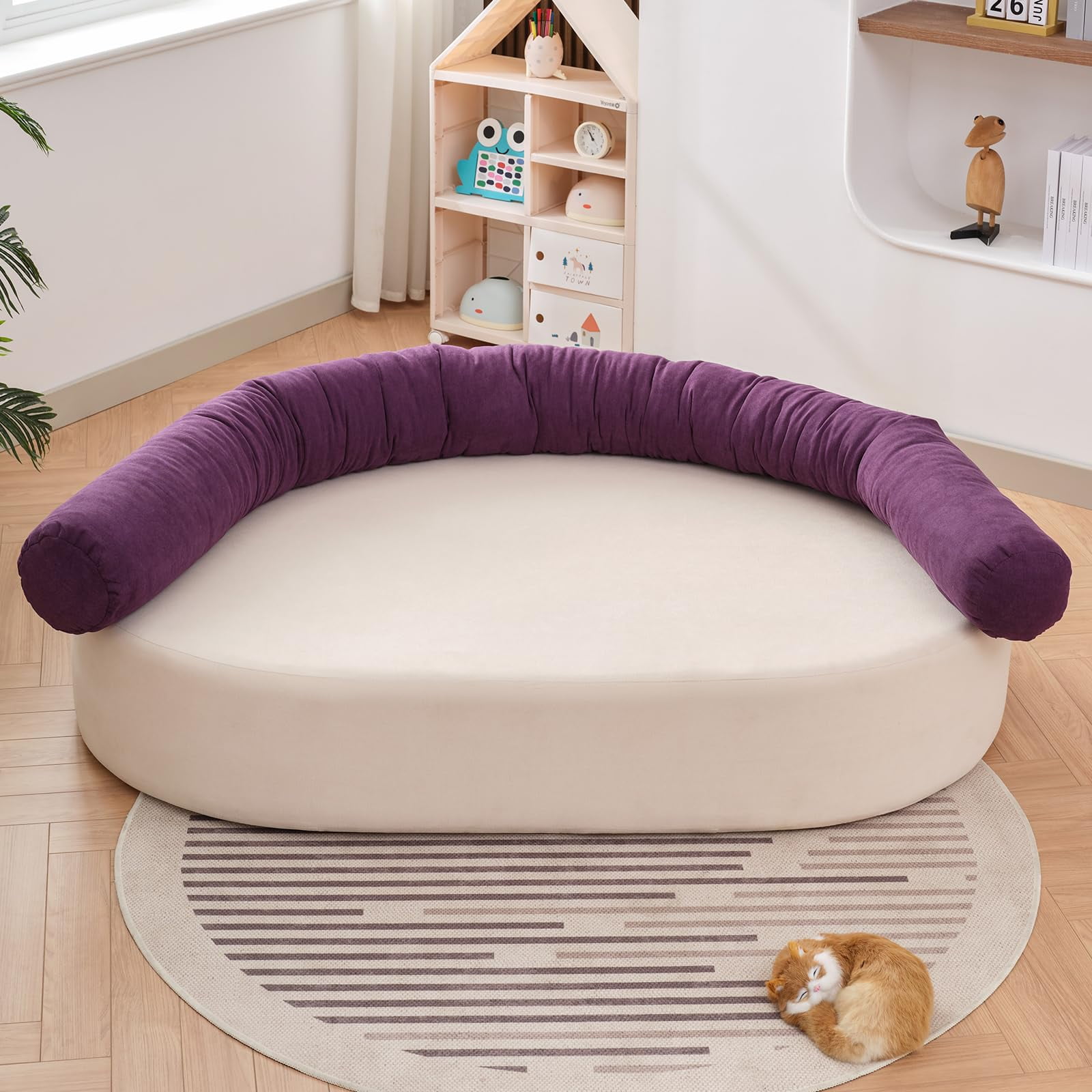 Mjkone 71" Floor Sofa Couch, Futon Sofa Bed with Removable Long Cushion ...