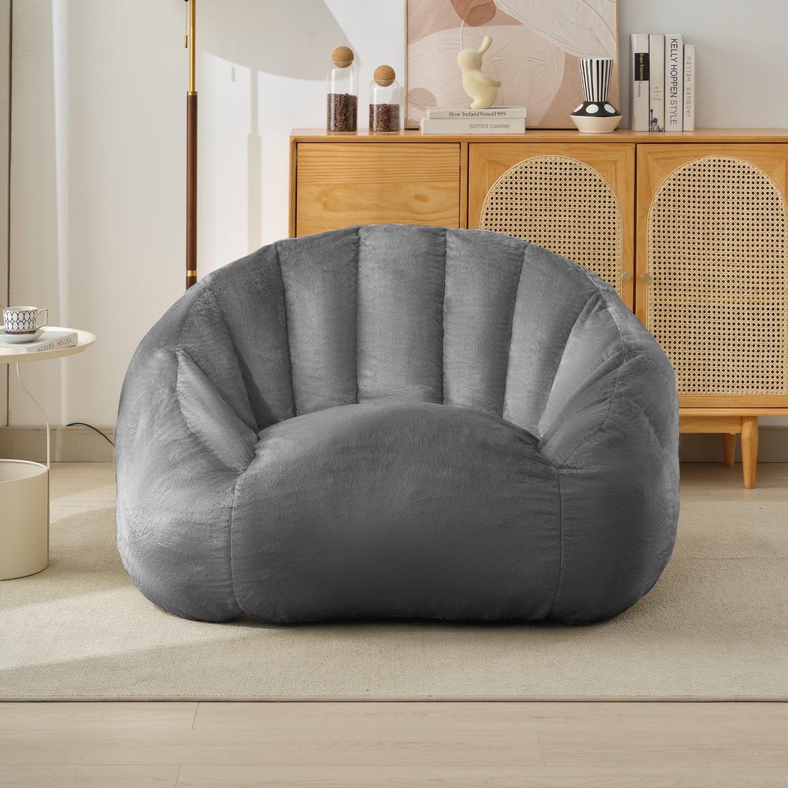Mjkone Giant Bean Bag Chair, Bean Bag Sofa for Adults, Faux Fur Shell ...