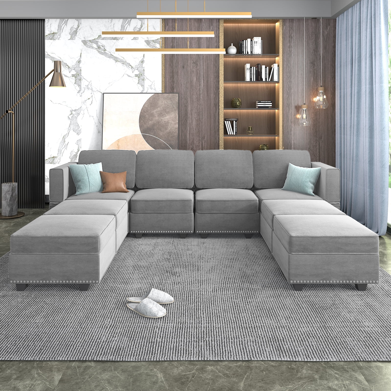 Mjkone Modular Couches and Sofas Sectional with Storage,8-Seater ...