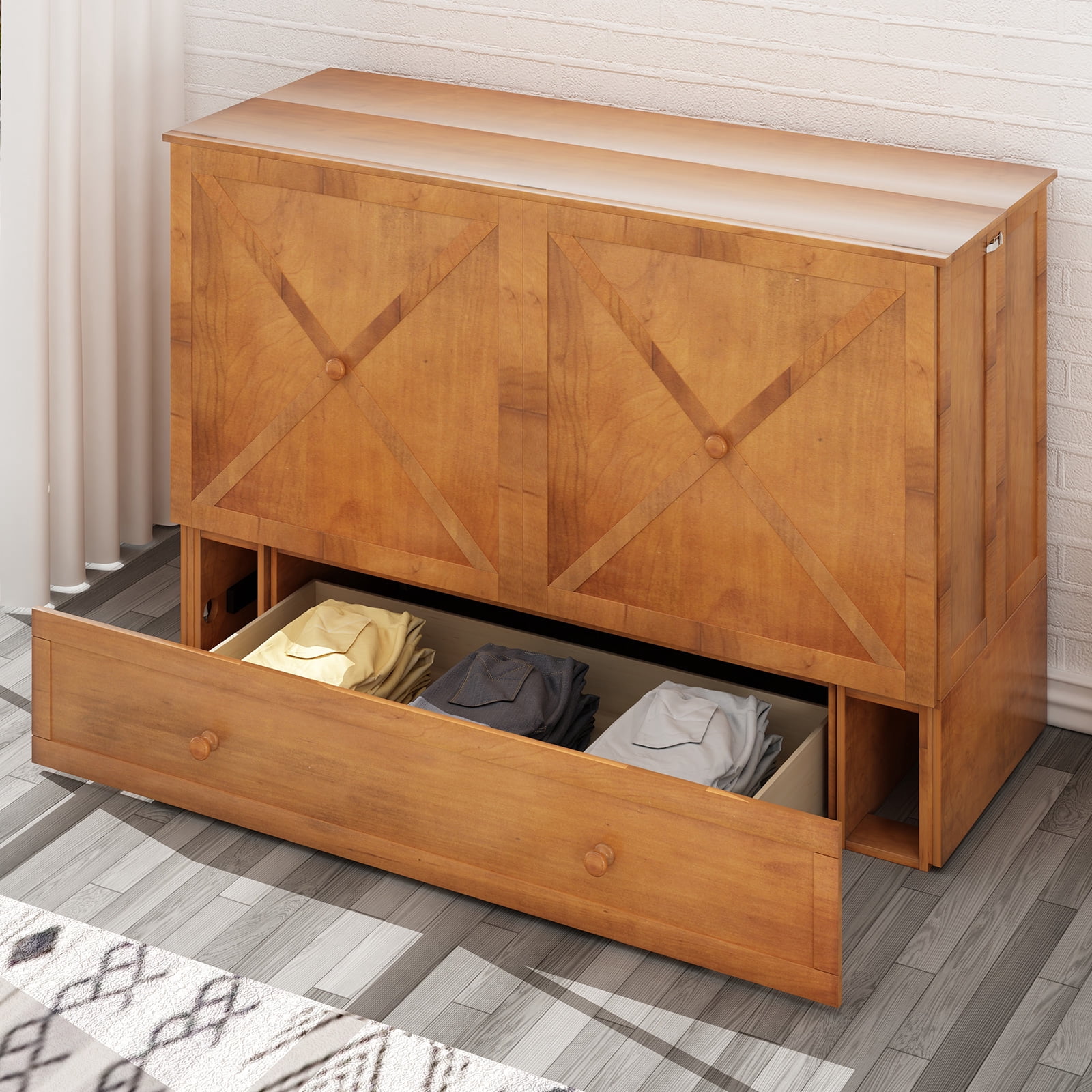 Mjkone Murphy Bed ,Murphy Cabinet Chest Bed, Cube Cabinet Space-Saving ...