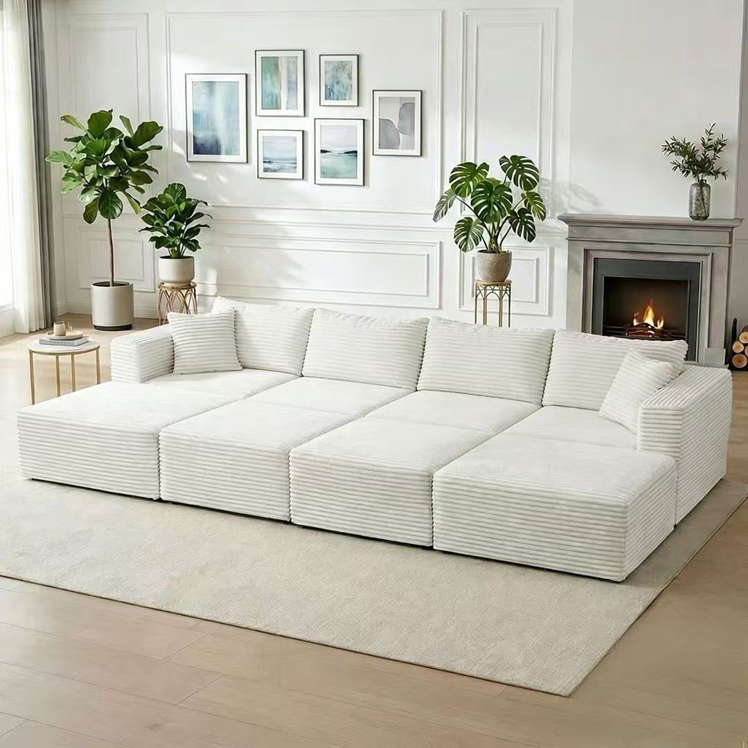 Mjkone Oversized Modular Sectional Sofa Bed,Corduroy 8 Seater Cloud ...