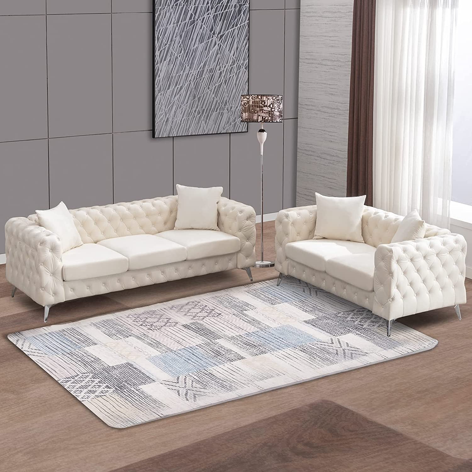 Mjkone Sofa Couches Set for Living Room, Modern 2 Pieces Sofa Set with ...