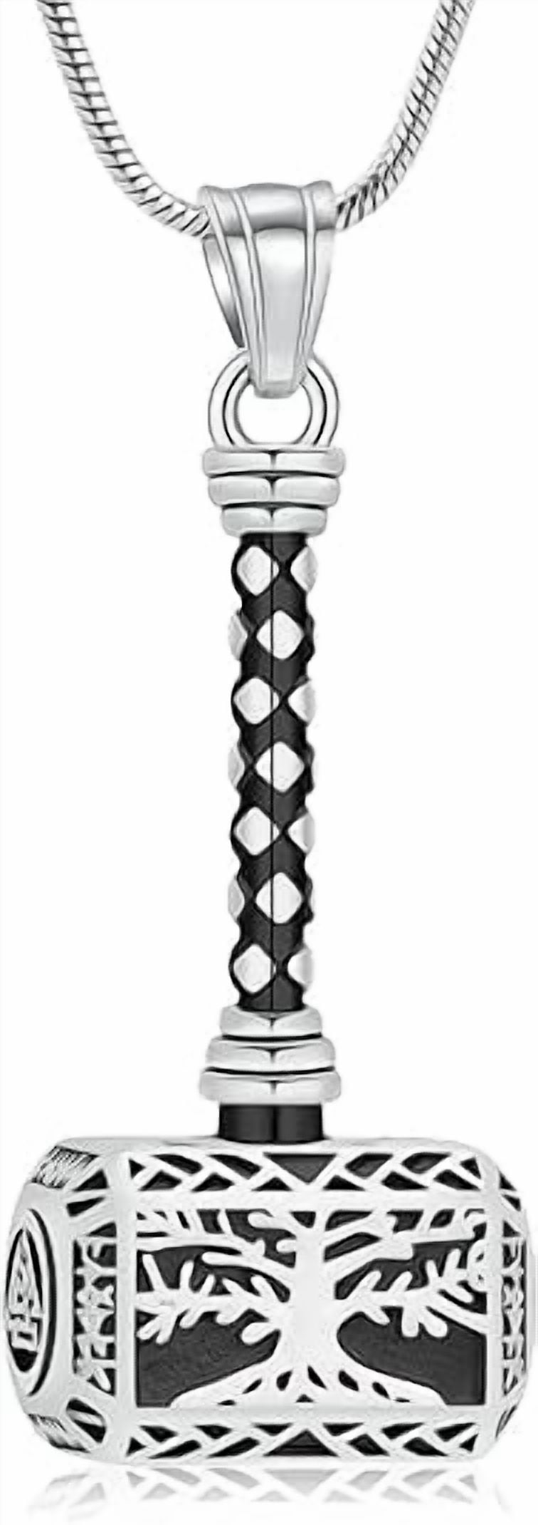 Mjolnir Thors Hammer Urn Necklace for Ashes Tree of Life Hammer Shape ...