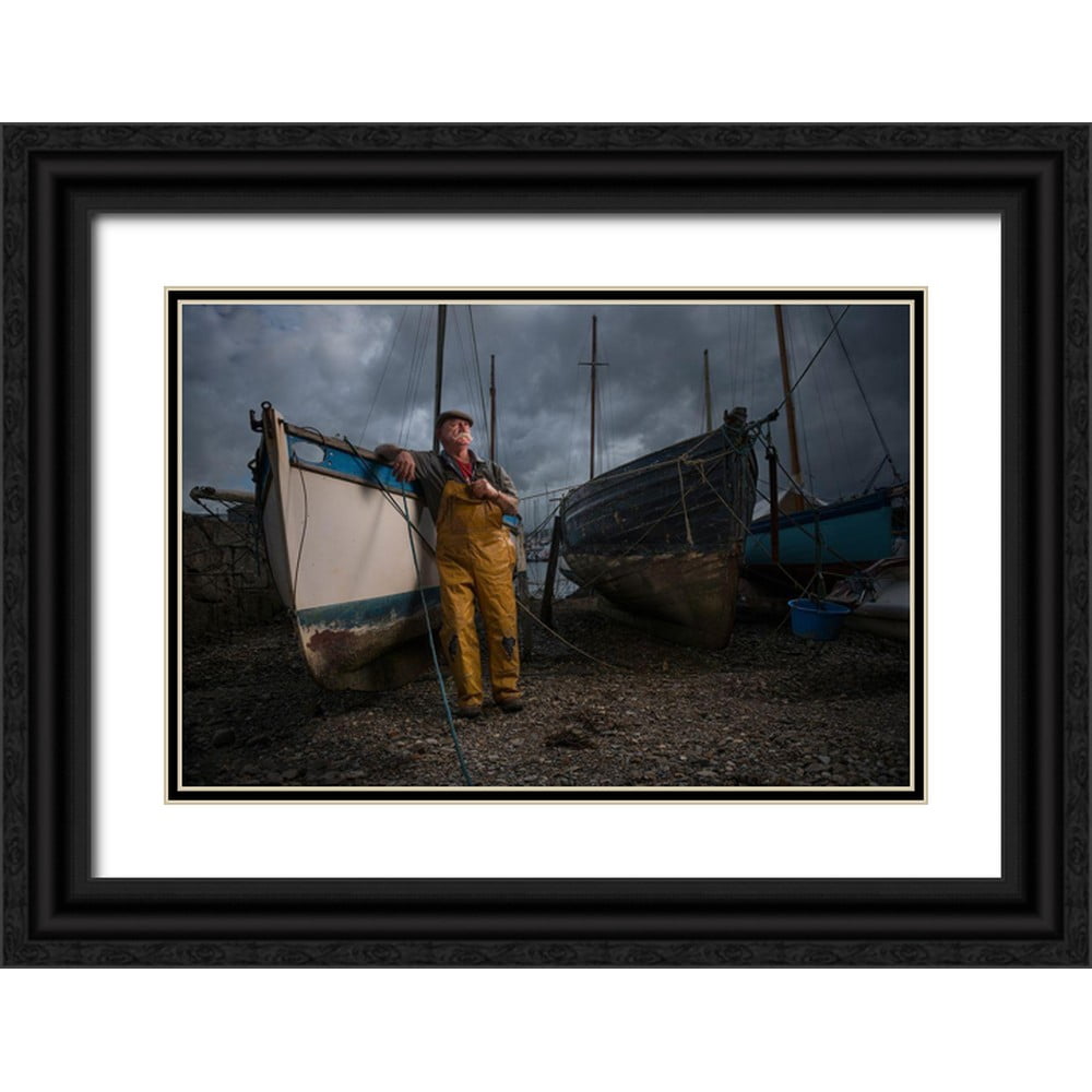 Mk 14x11 Black Ornate Wood Framed with Double Matting Museum Art Print Titled - Oyster Catcher ...