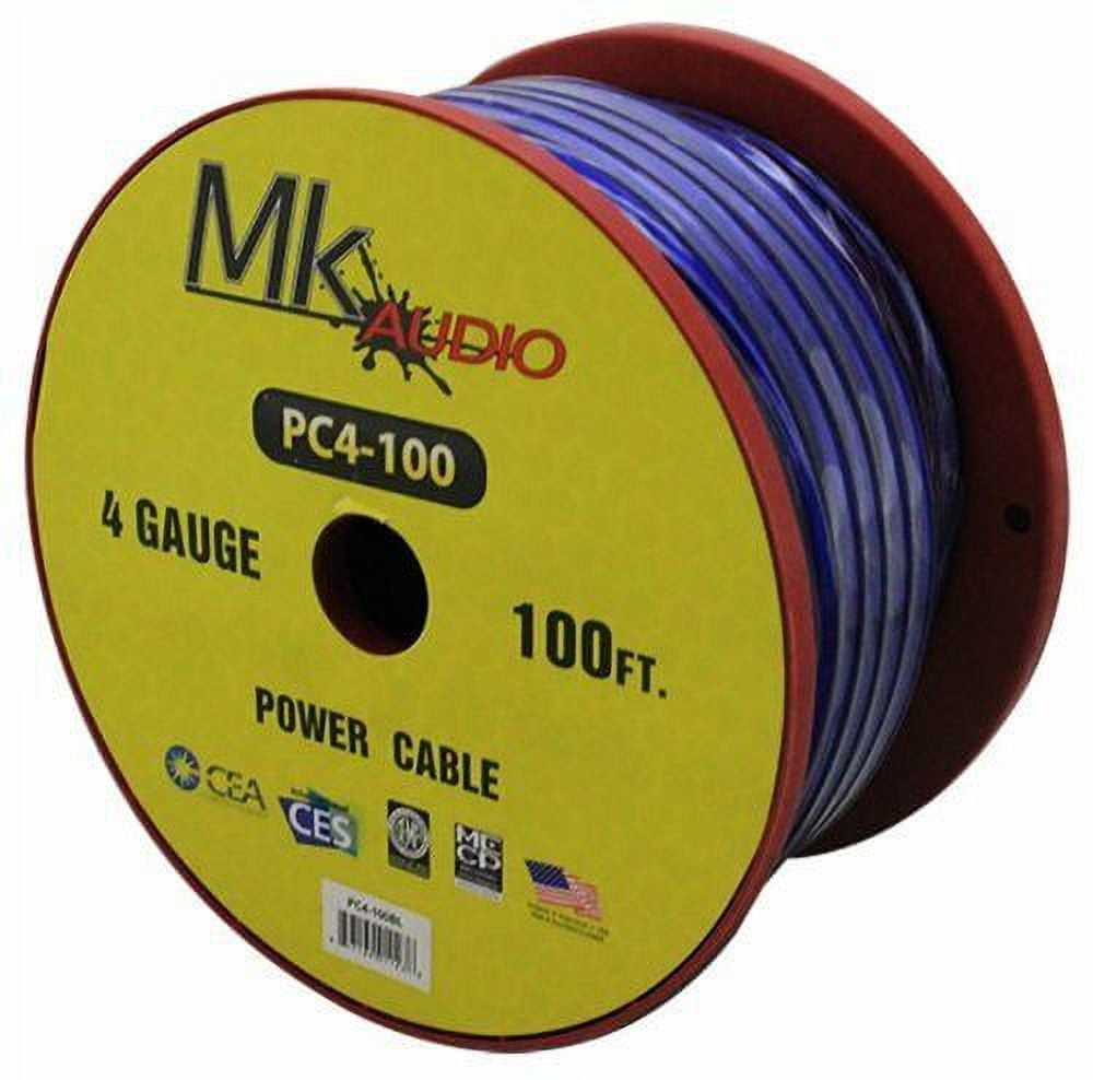 Mk Audio PC4-100BL 4 Gauge Spool Multi-Strand 100 Feet Power Wire Cable ...